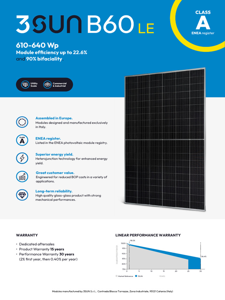 3sun b60 Le Modello 3shbgh Cc-610-640 Banner Eng | PDF | Solar Panel ...