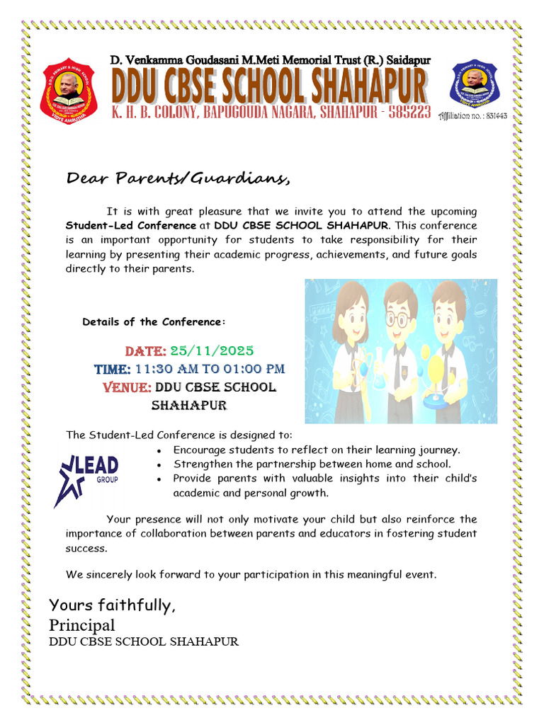 Student-Led Conference Invitation | PDF