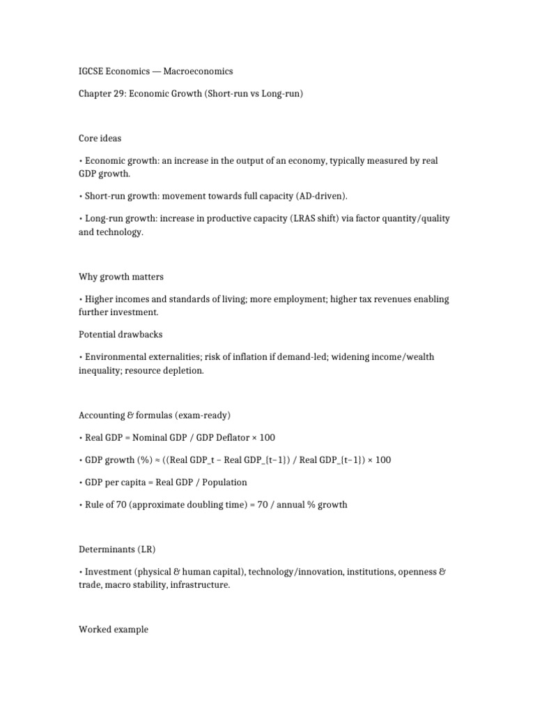 Chapter 29 - Economic Growth (Short-Run Vs Long-Run) | PDF