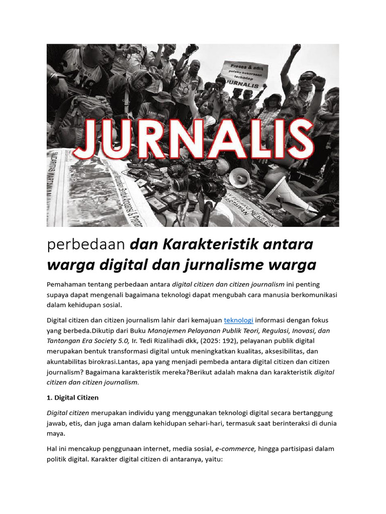 Perbedaan Digital Citizen dan Jurnalisme Warga | PDF