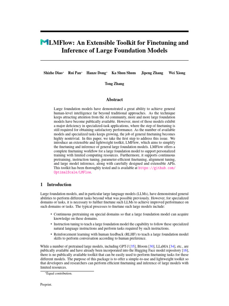 LMFlow: Toolkit for Model Finetuning | PDF | Learning | Machine Learning