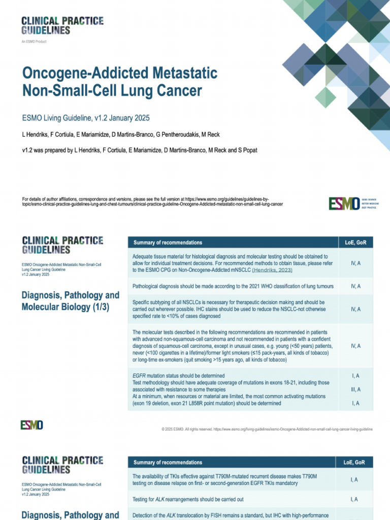 ESMO NSCLC Oncogene Guidelines v1.2 | PDF | Metastasis | Cancer
