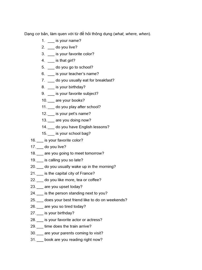 Common Question Words Practice | PDF