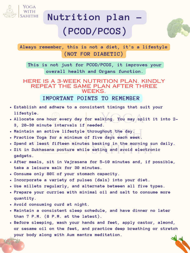 Nutrition Plan Pcod Pcos YogaWithSahithi | PDF | Polycystic Ovary ...