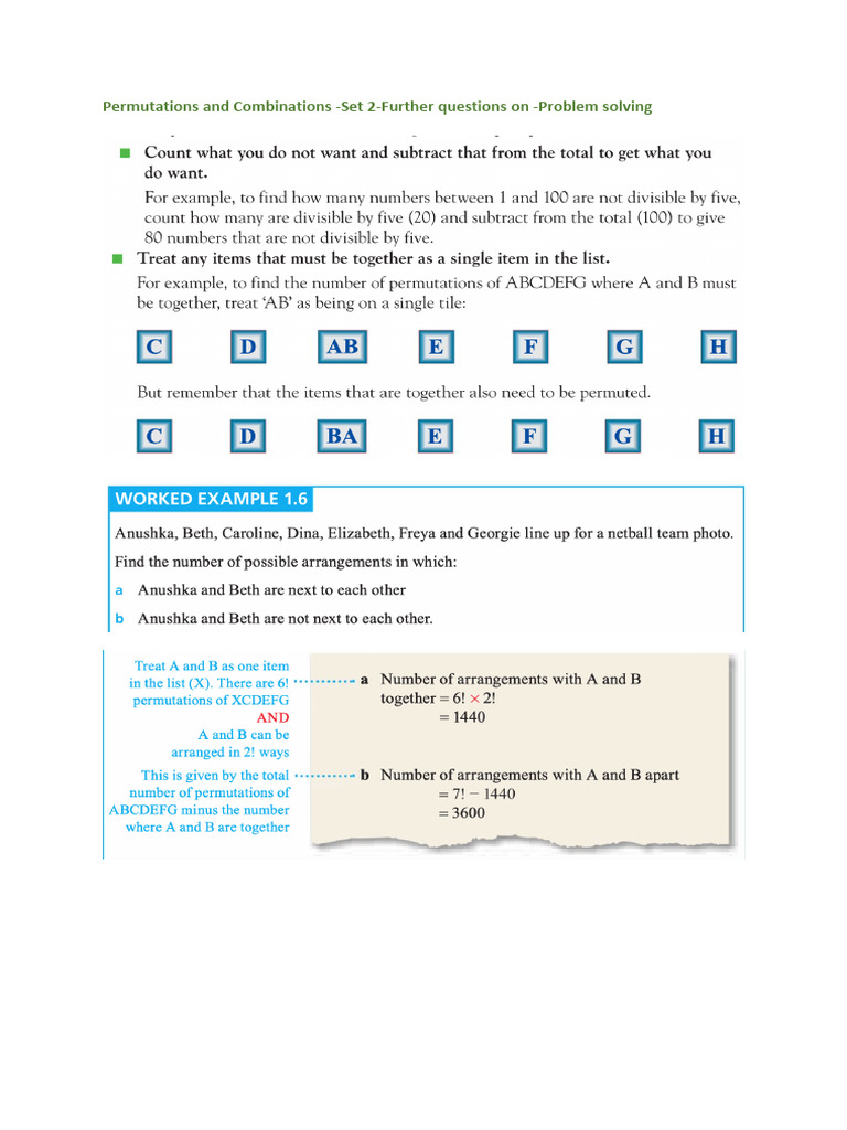 Permutations and Combinations SET 2 | PDF