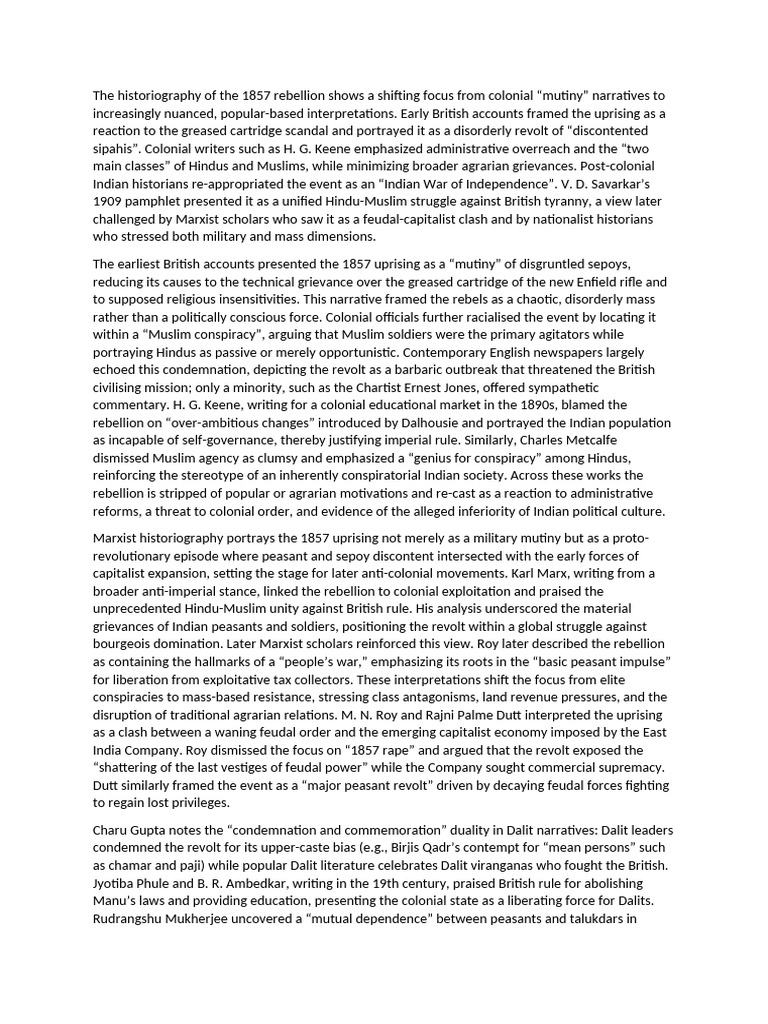 Historiography of the 1857 Rebellion | PDF | Indian Rebellion Of 1857 ...