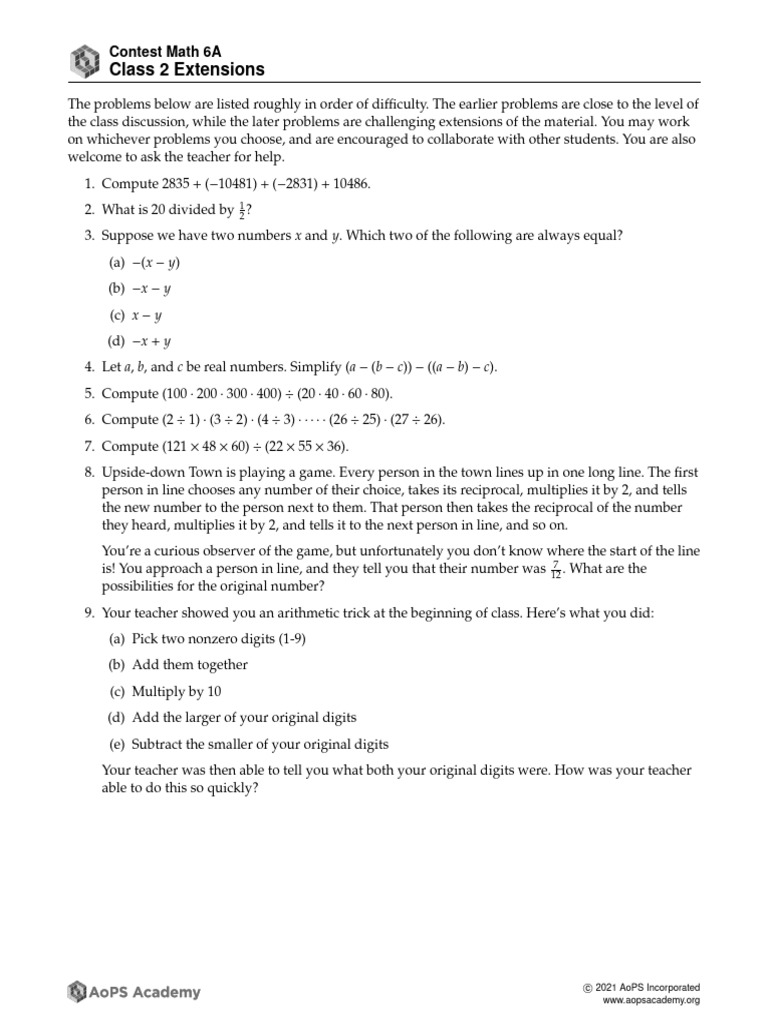 AOPS Contest Math Meeting 2 | PDF | Numbers | Elementary Mathematics