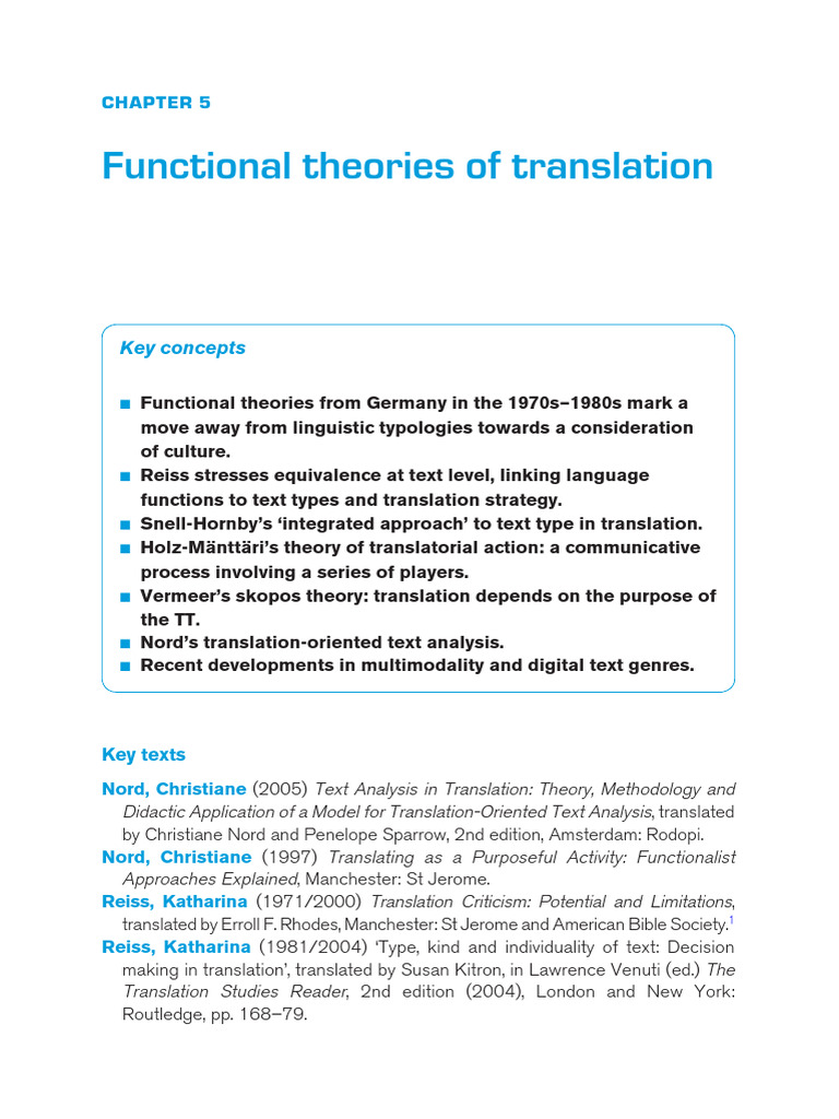 Functional Theories of Translation: Key Concepts | PDF | Translations ...