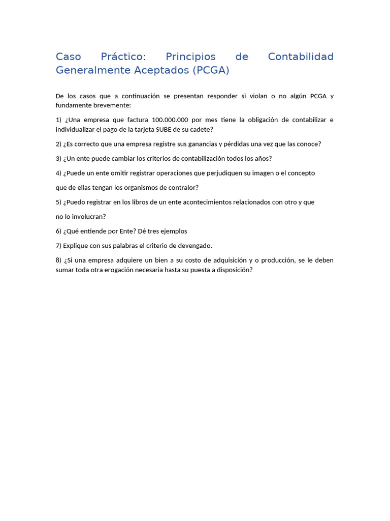 Casos Prácticos PCGA | PDF | Bancos | Cheque
