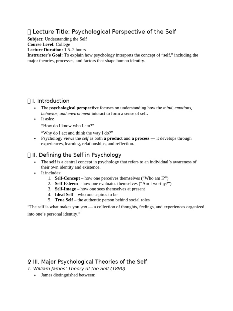 Psychological Theories of Self Identity | PDF | Self Concept | Self