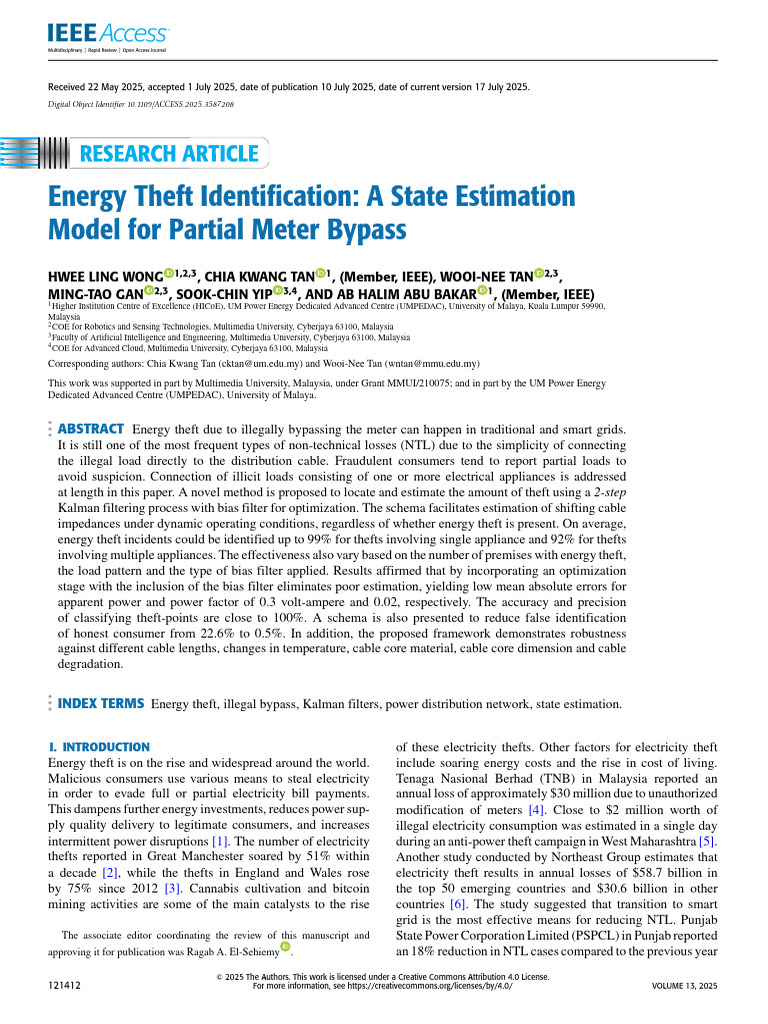 Energy Theft Identification A State Estimation Model For Partial Meter ...