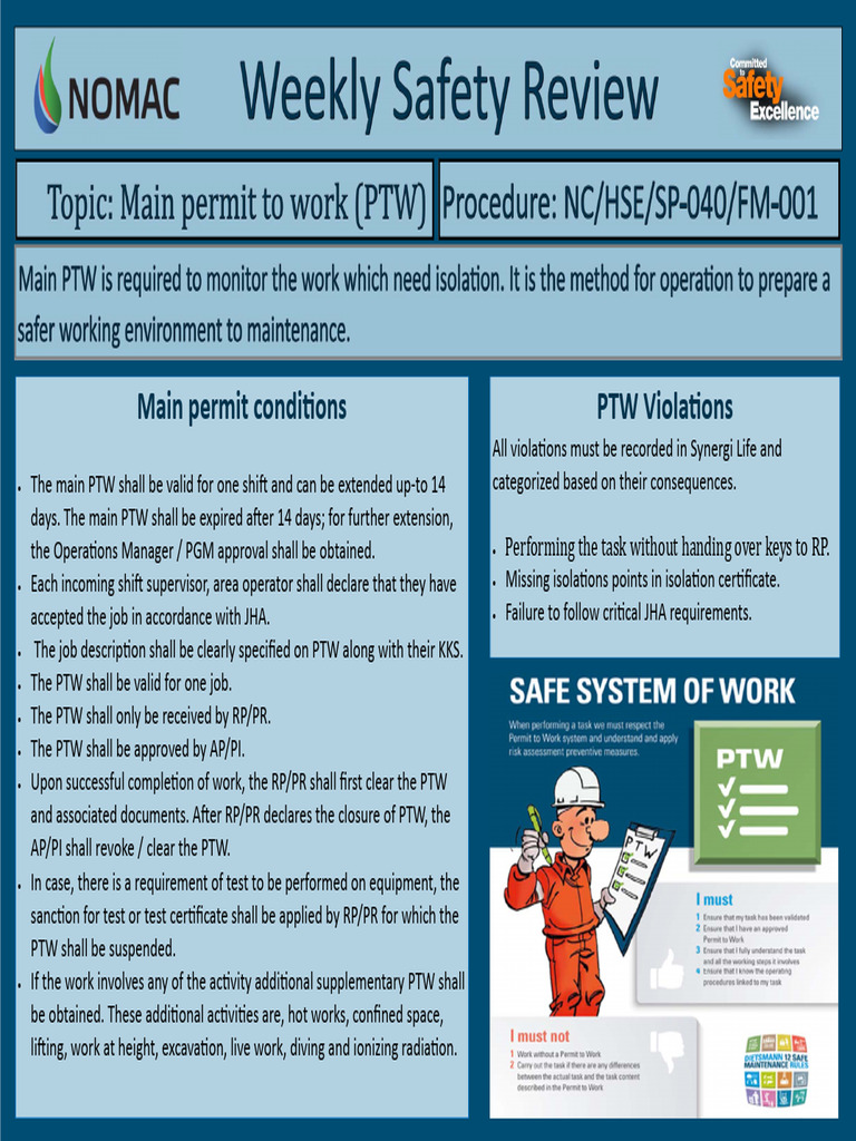 Main Permit To Work (PTW) | PDF