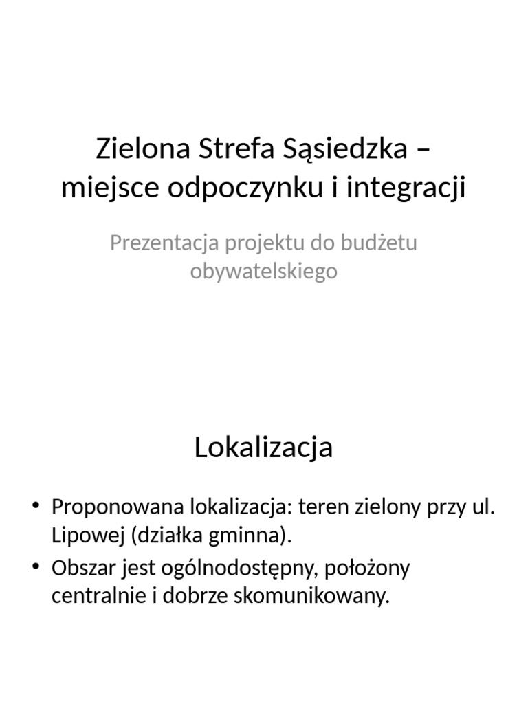 Prezentacja Projektu Budzet Obywatelski | PDF