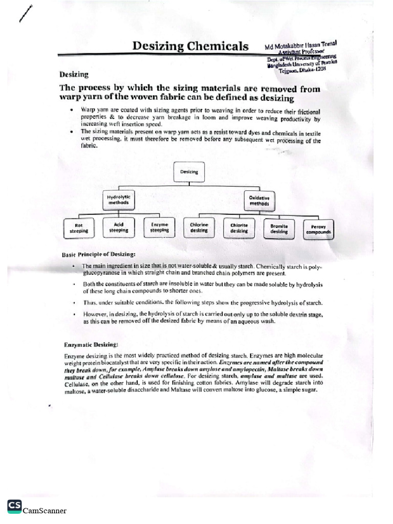 Desizing Chemicals | PDF