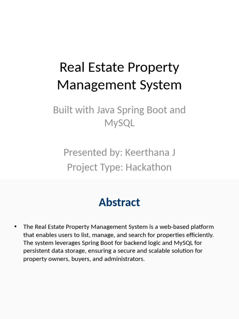 Real Estate Property Management System Professional KeerthanaJ | PDF ...