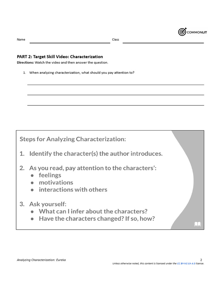 Characterization Analysis in "Eureka" | PDF | Creative Commons License