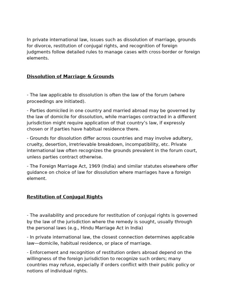 Private International Law: Marriage Dissolution | PDF