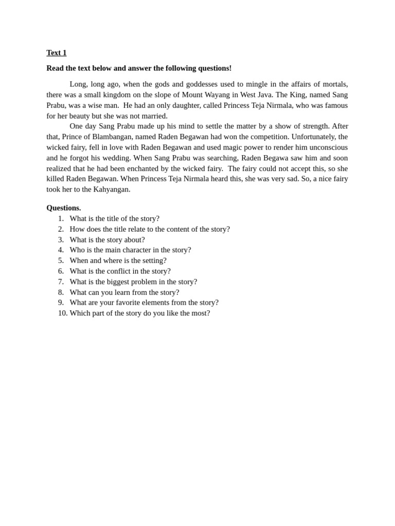 Examples of Narrative Text (Fairy Tales) | PDF | Folklore | Fairy Tales