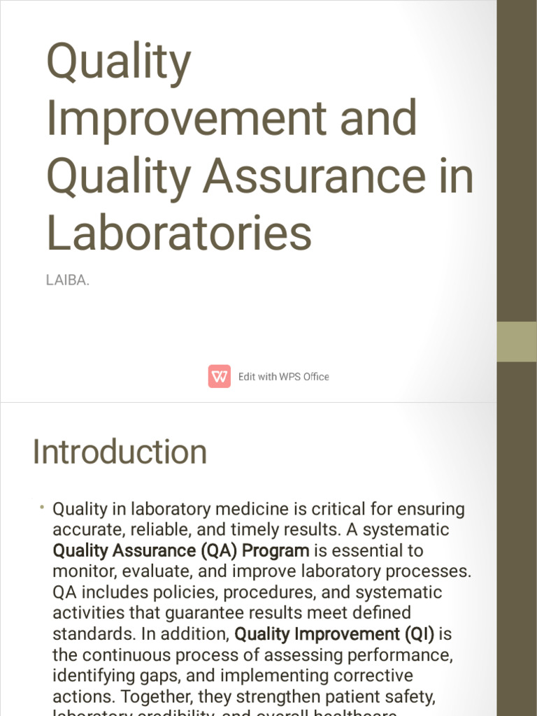 Laboratory Quality Improvement & Assurance | PDF | Quality Assurance ...
