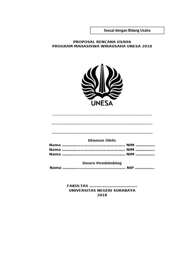 PMW Unesa 2018-Template Rencana Usaha | PDF