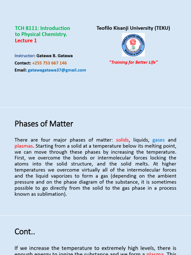 Lecture 1 | PDF | Gases | Mole (Unit)
