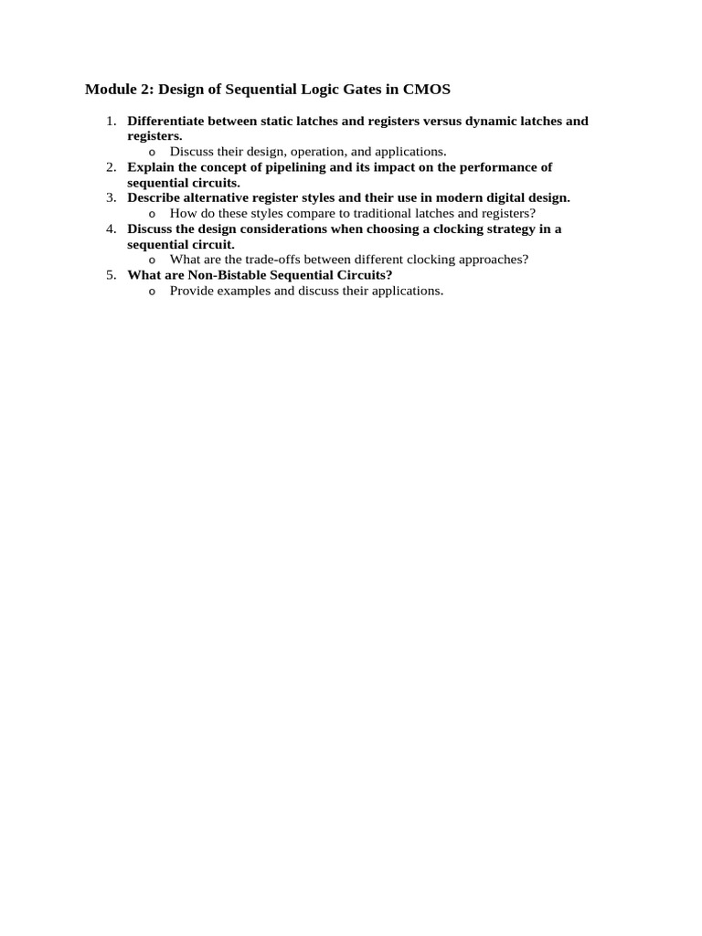 Module 2: Design of Sequential Logic Gates in CMOS | PDF