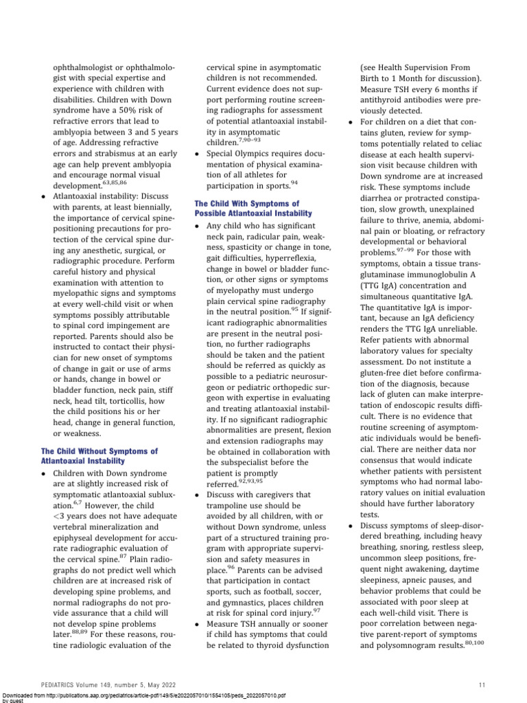 Down Syndrome Health Guidelines | PDF | Medical Specialties | Nervous ...
