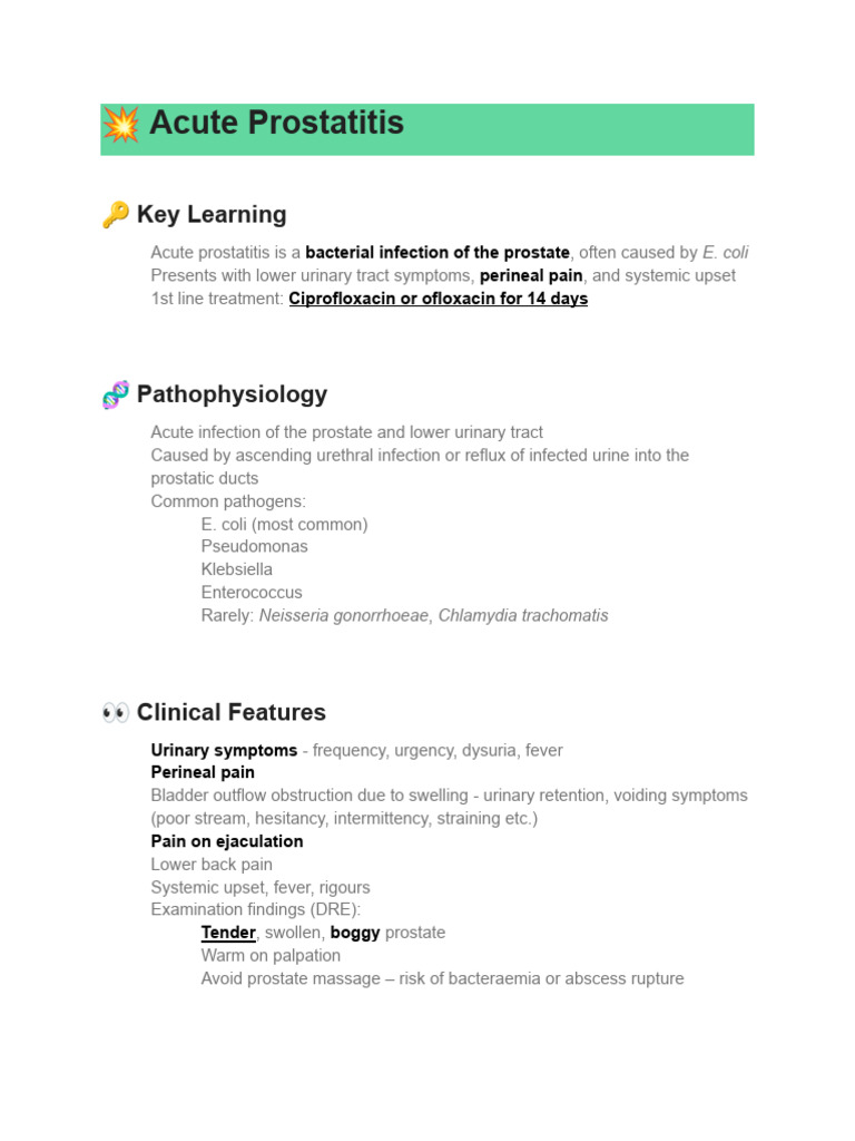 Acute Prostatitis: Symptoms & Treatment | PDF | Lyme Disease | Tuberculosis