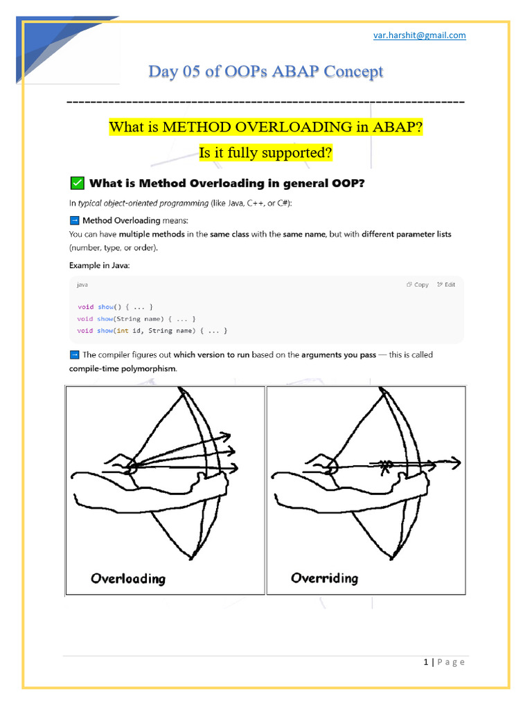 OOPS Method Overloading in SAP ABAP | PDF