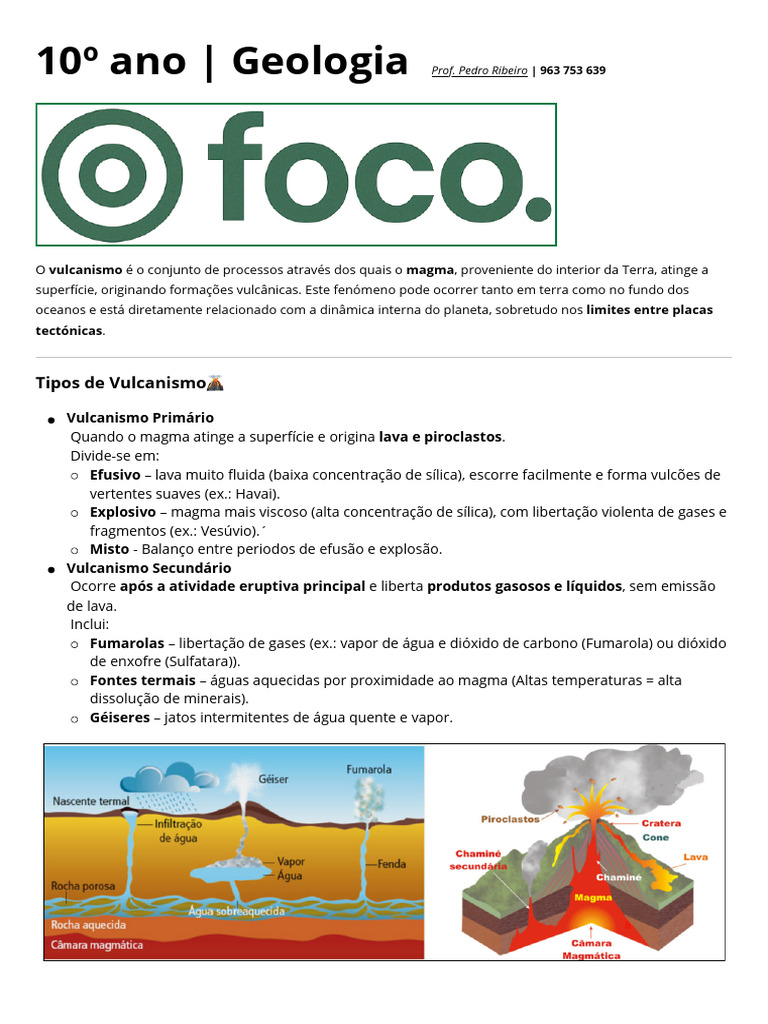 Tipos e Estrutura do Vulcanismo | PDF | Vulcão | Lava