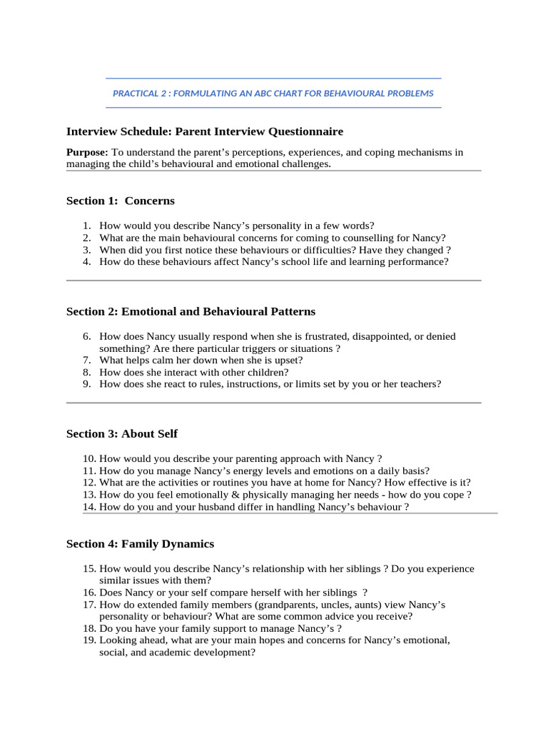 ABC Chart for Behavioral Issues in Children | PDF