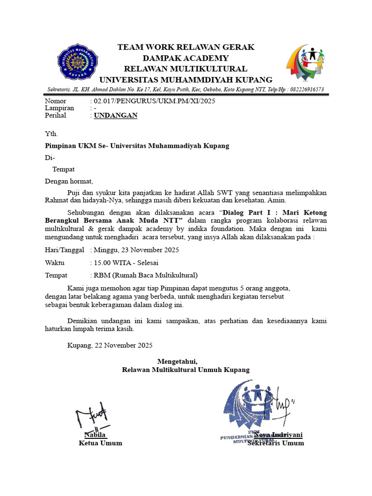 Undangan Dialog Multikultural NTT | PDF