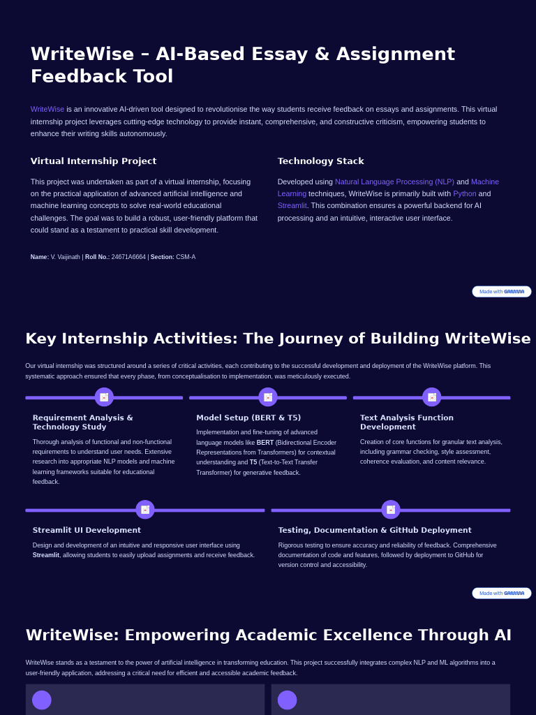 WriteWise AI Based Essay and Assignment Feedback Tool | PDF ...