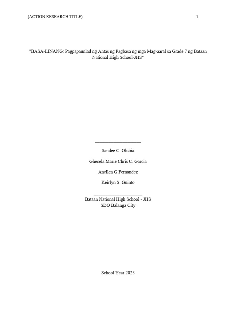 Basa Linang BNHS JHS - 101025 | PDF