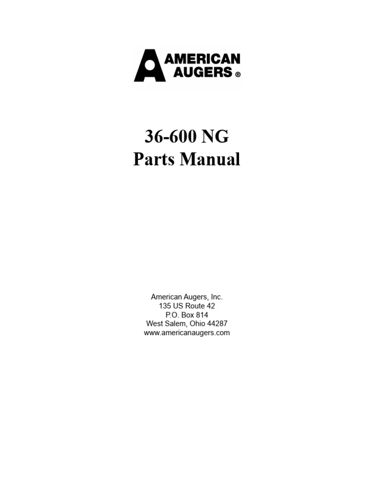 36-600 NG Parts Manual Overview | PDF | Screw | Mechanical Engineering