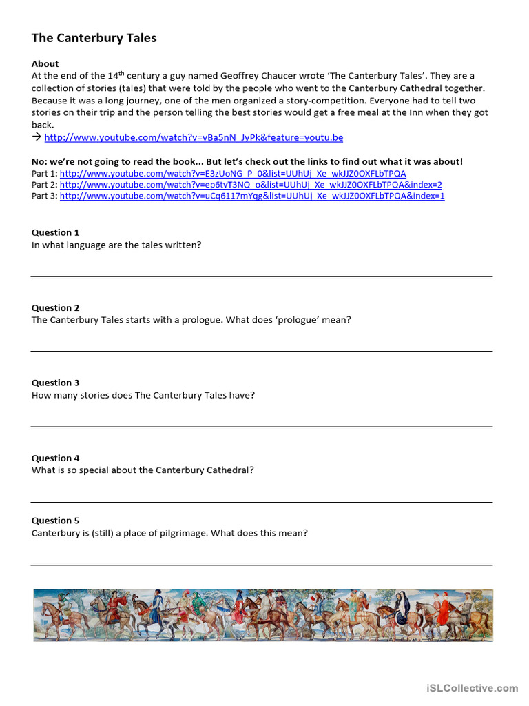The Canterbury Tales - wORKSHEET Q&A | PDF | The Canterbury Tales ...