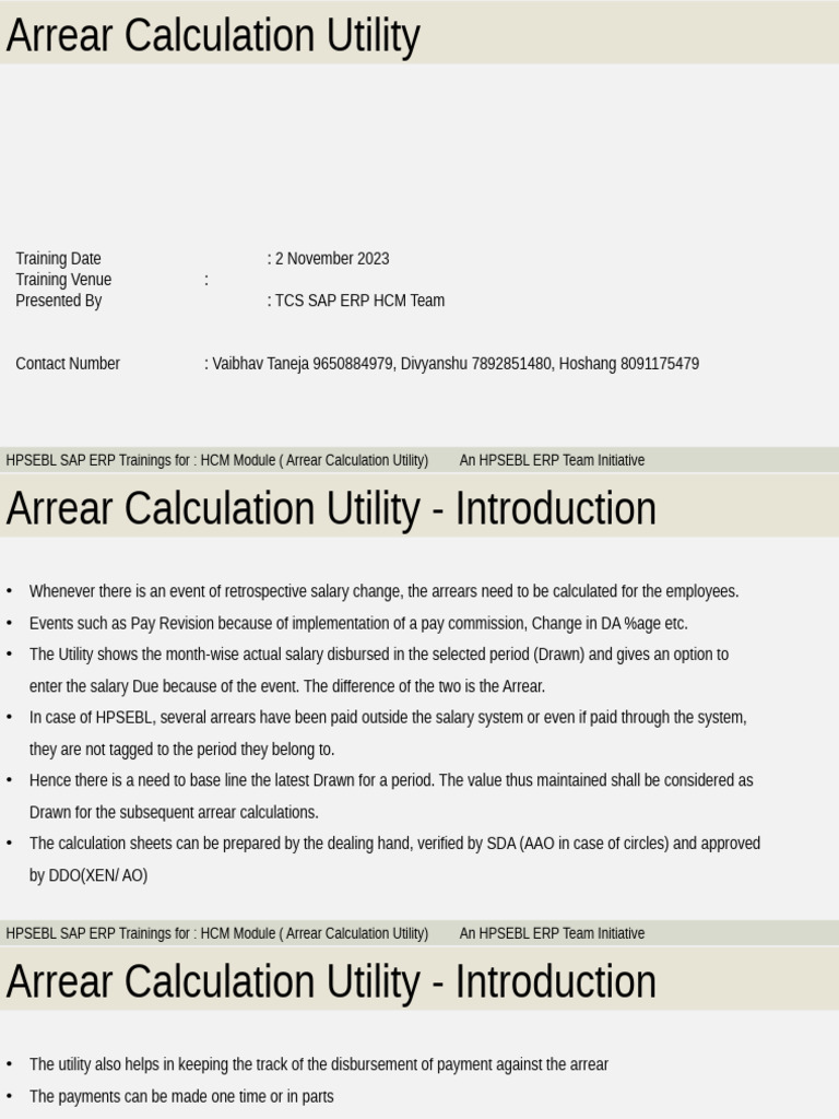 Arrear Calculation Utility | PDF | Salary