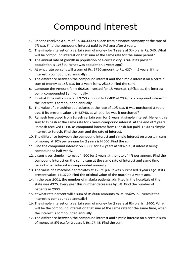 Compound Interest Calculations and Examples | PDF | Interest | Compound ...