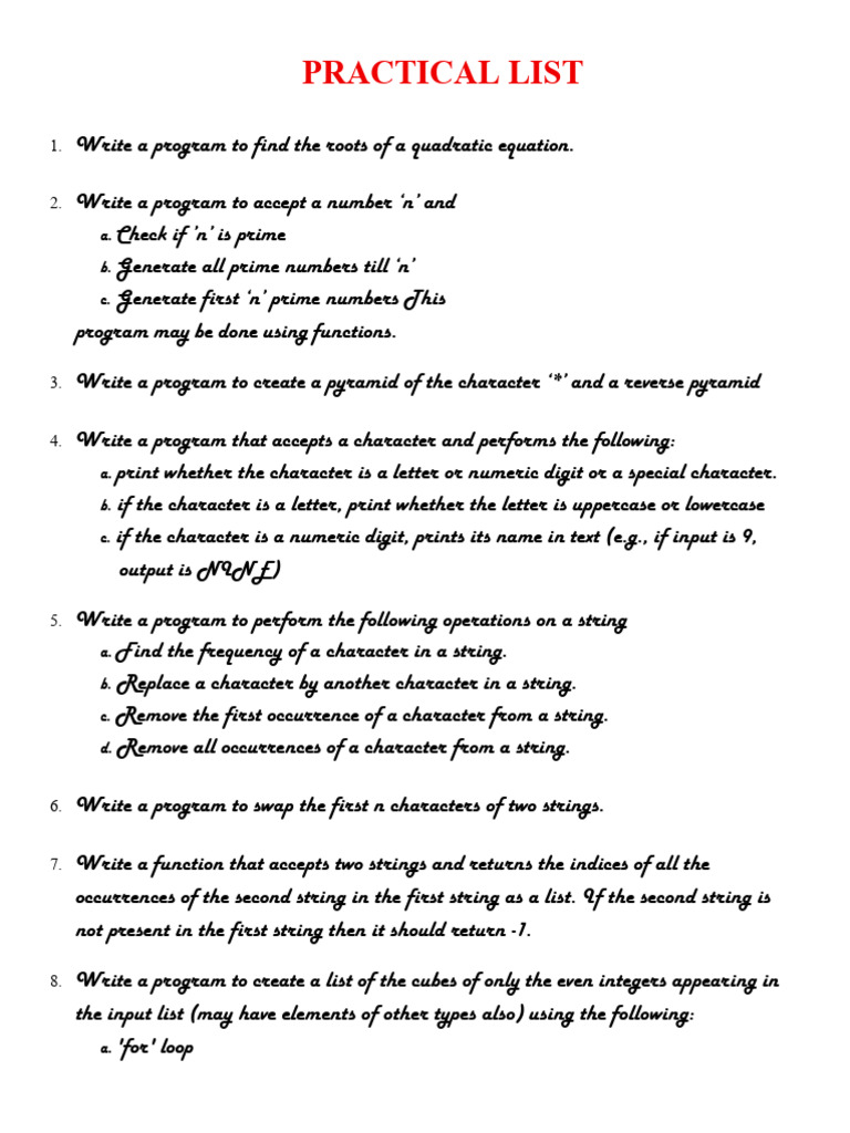 All Practicals From Guidelines | PDF | String (Computer Science) | Prime Number