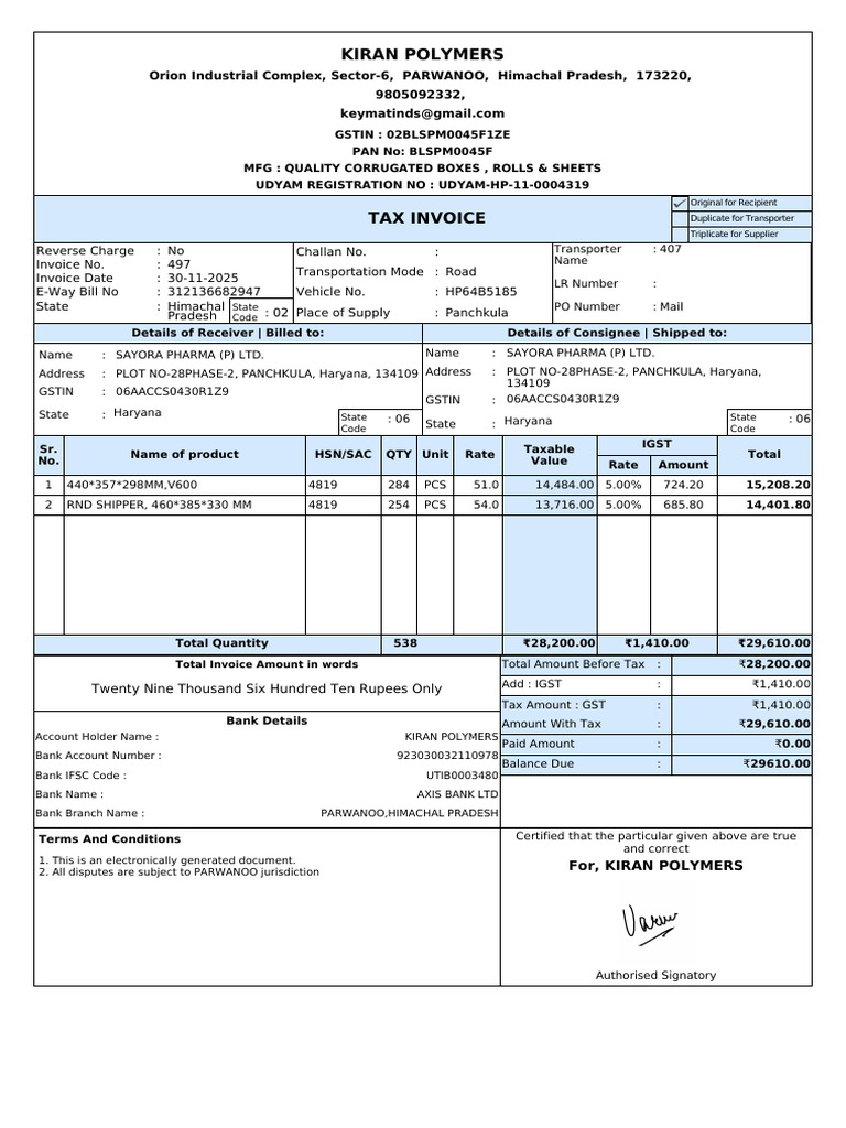 497-Sayora Pharma (P) Ltd. | PDF | Government Finances | Payments