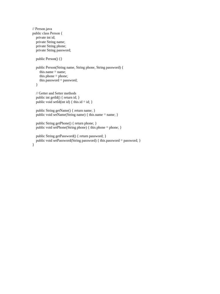 Java Class for Person Object | PDF