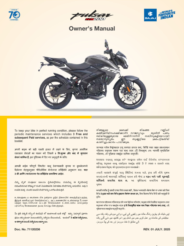 Pulsar NS200 BSVI Owner's Manual | PDF | Anti Lock Braking System ...
