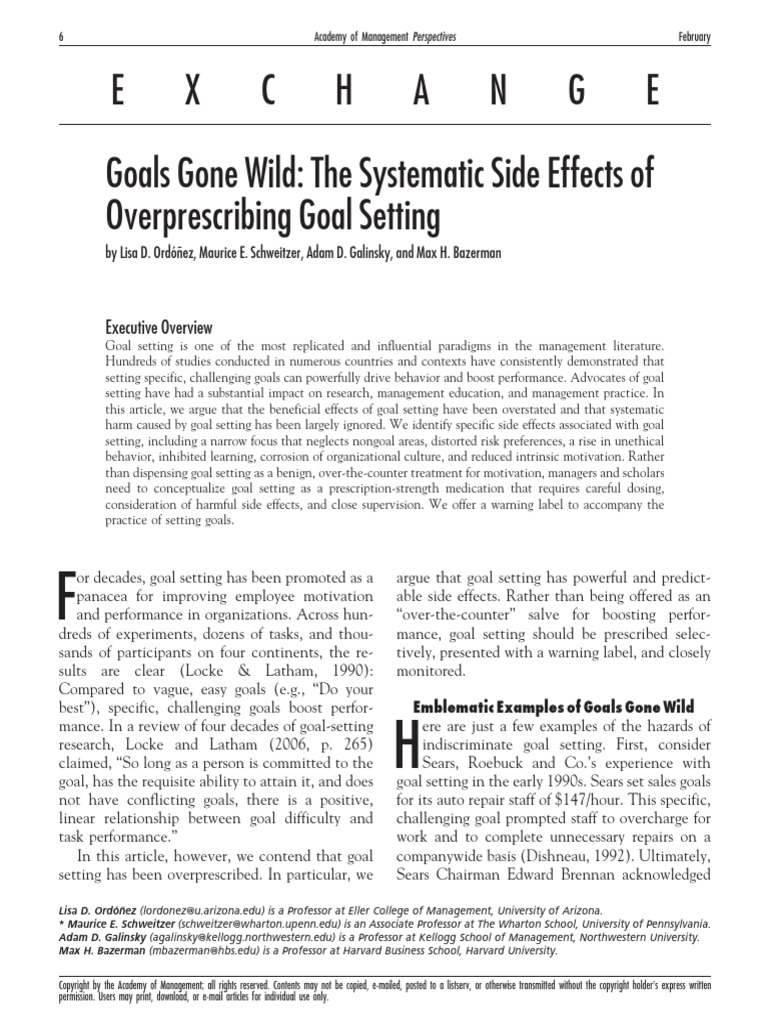 Goals Gone Wild | PDF | Goal Setting | Motivation