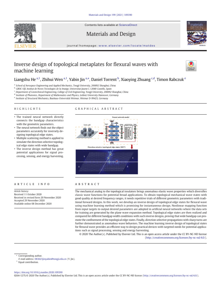 He Et Al. - 2021 - Inverse Design of Topological Metaplates For ...