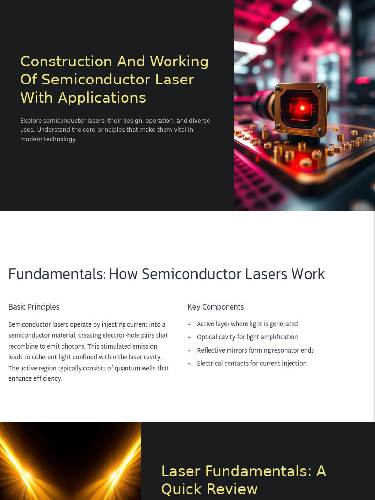 Construction and Working of Semiconductor Laser With Applications | PDF ...