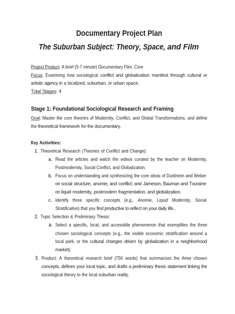 Documentary Plan: Sociological Insights | PDF | Sociology | Theory