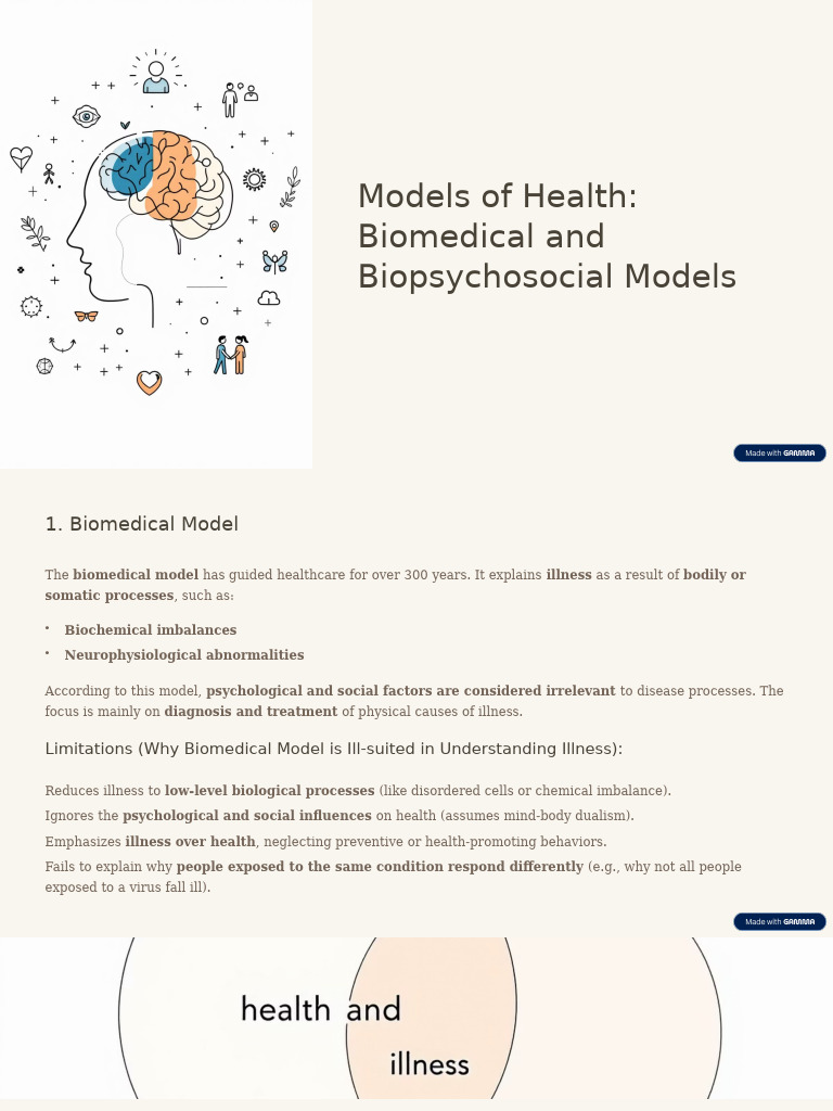Models of Health Biomedical and Biopsychosocial Models 3 | PDF ...