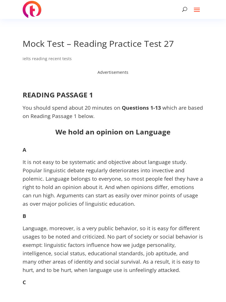IELTS Reading Practice Test 27 | PDF | Linguistics | Tea