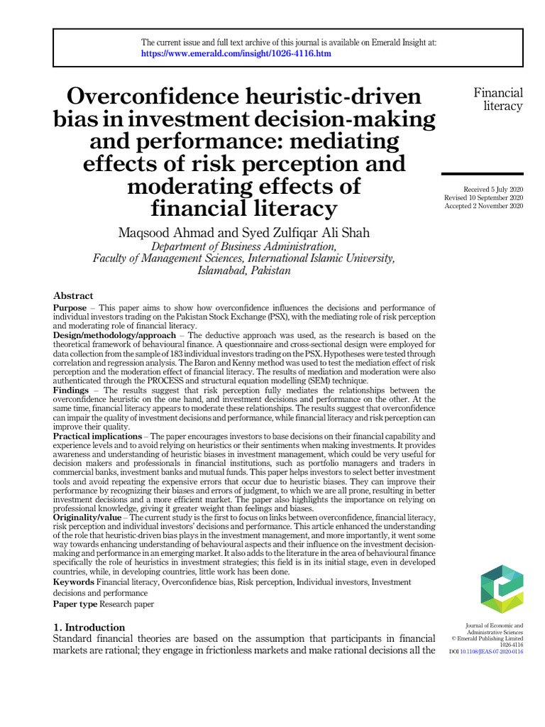 Overconfidence Bias in Investment Decisions | PDF | Decision Making ...