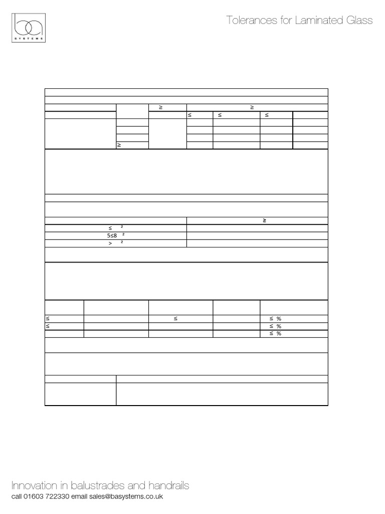 Ba Systems Tolerances For Laminated Glass | PDF